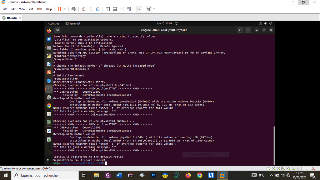 Segmentation fault failed - Particles, Track, Event, Run and Biasing - Geant4 Forum