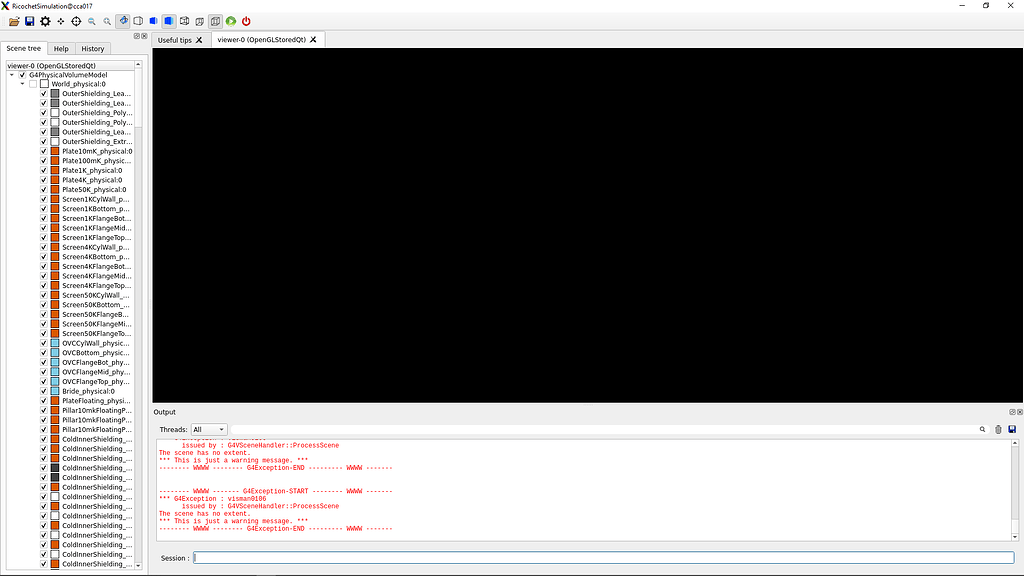 Visualisation: "The scene has no extent" - Recording, Visualizing and Persisting Data - Geant4 Forum