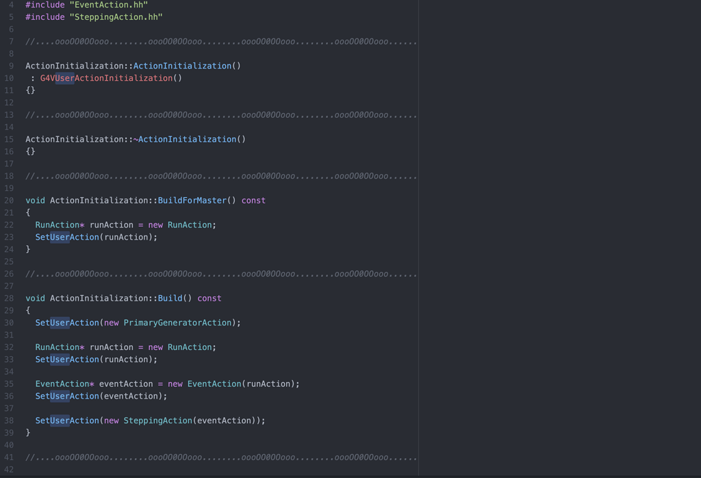 Debugging ActionInitialization.cc - Particles, Track, Event, Run and Biasing - Geant4 Forum