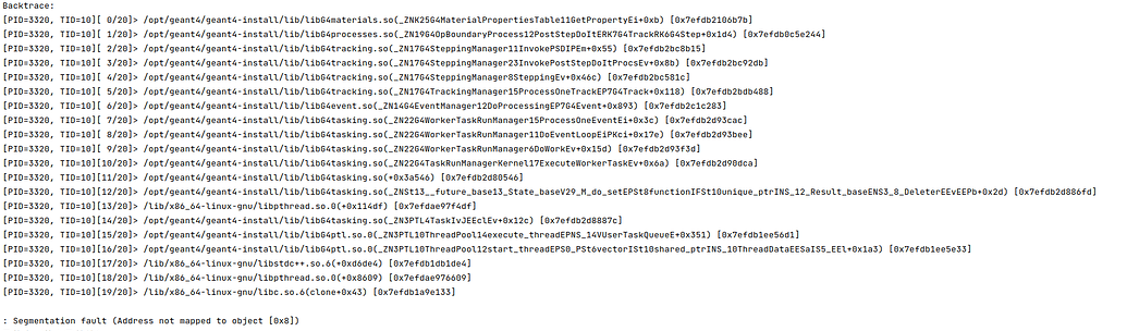 Segmentation fault (Address not mapped to object [0x8]) - Particles, Track, Event, Run and ...