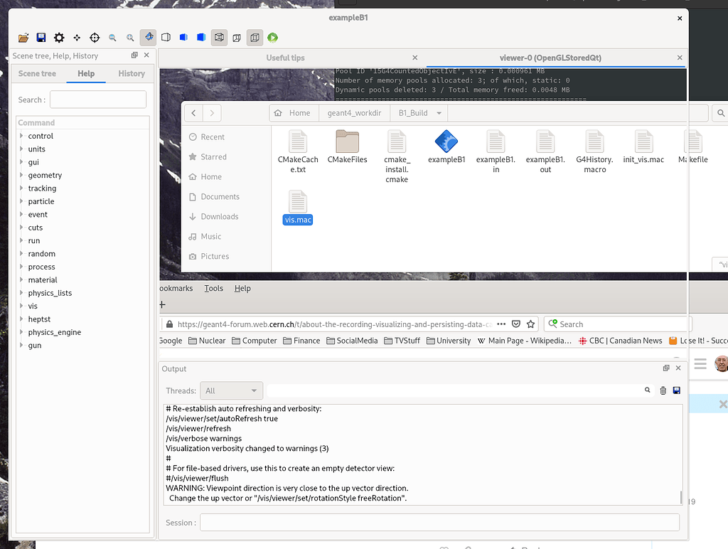 Empty see-through graphics window in Qt session for B1 example - Recording, Visualizing and ...