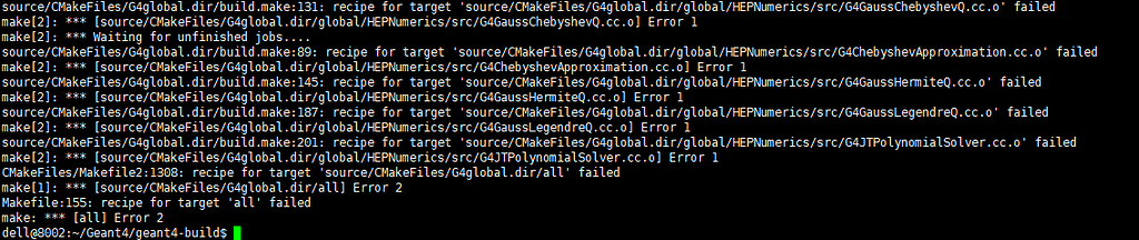 Error when installing geant4 - Getting Started - Geant4 Forum