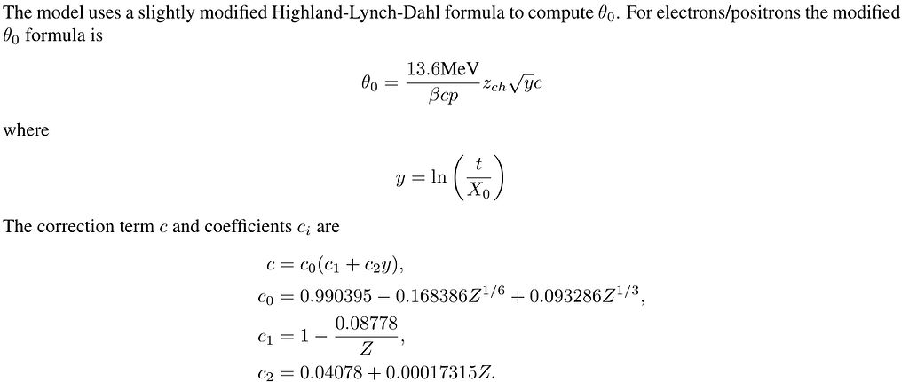 Multiple scattering formula in the physics reference manual - Physics Processes, Models and ...