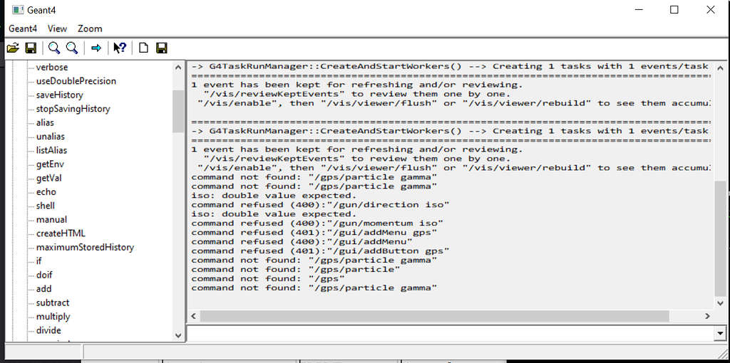 GPS Commands Not working w/ OpenGL on Windows - Particles, Track, Event, Run and Biasing ...